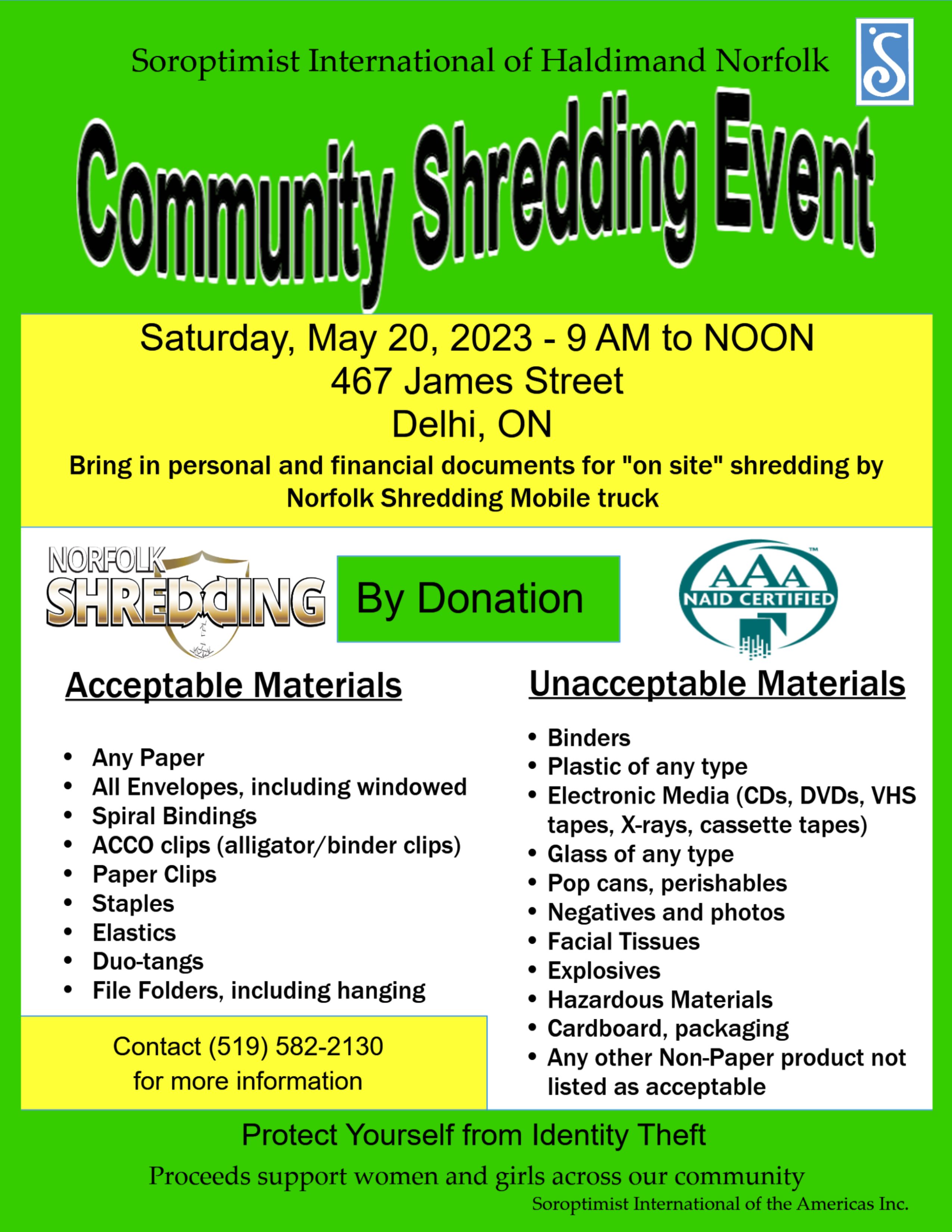 Community Shreading Event – Soroptimist International of Haldimand-Norfolk